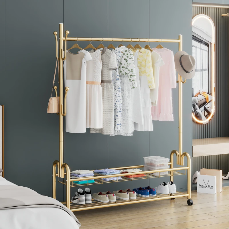 Hall Hanger Standing Coat Racks Hanger Gold Shoe Coat Racks Metal Floor ...