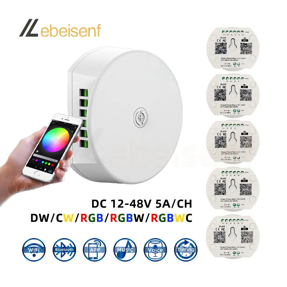 UFO-WiFi-Ble-LED-Music-Controller-DC12V-24V-48V-5A-CH-1-5CH-Smart ...