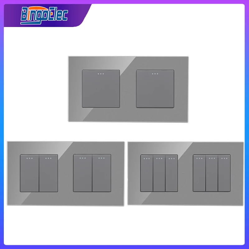 Bingoelec 1/2/3Gang 1Way 2way Push Light Switch Wall Power Switch On Off Switch Button Lamp ...