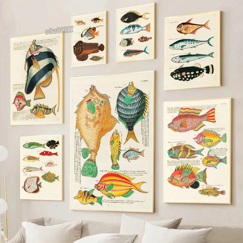Vintage-Kitchen-Wall-Art-Decor-Pictures-Colourful-and-Surreal-Fish ...