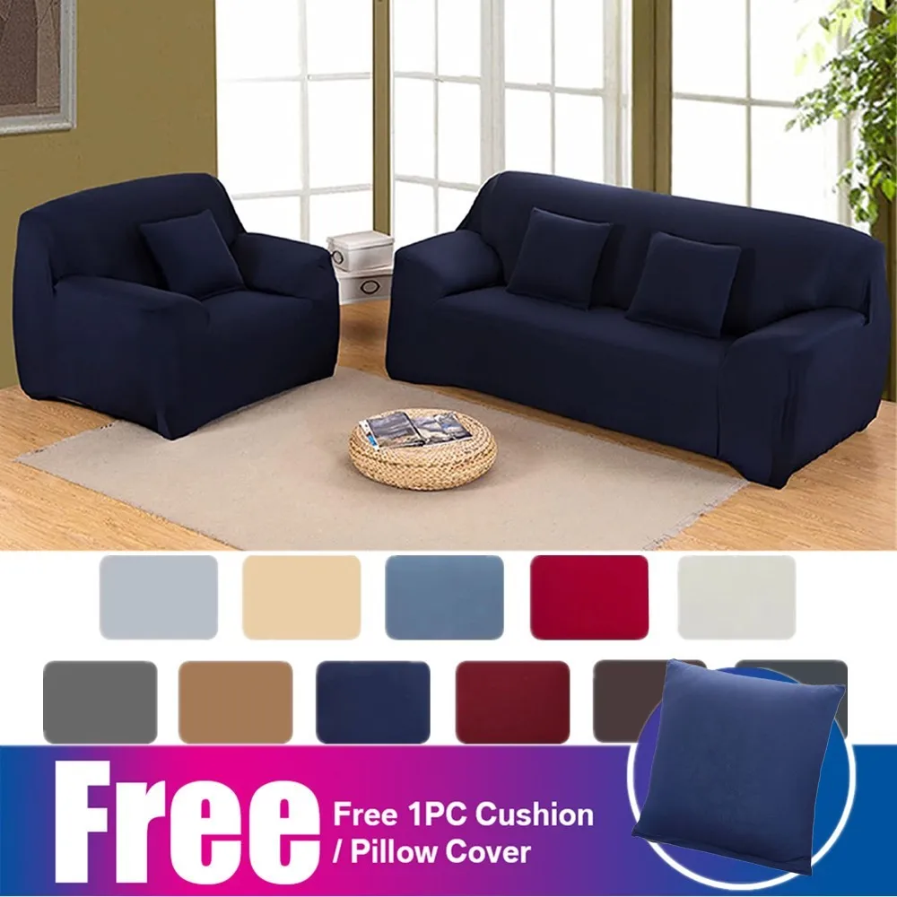 Yeahmart Solid Color Sofa Covers For Living Room Elastic Sofa Cover ...