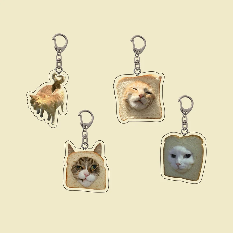 Ins Cute Toast Cat Key Holder Airpods Kawaii Backpack Handbag Zipper ...