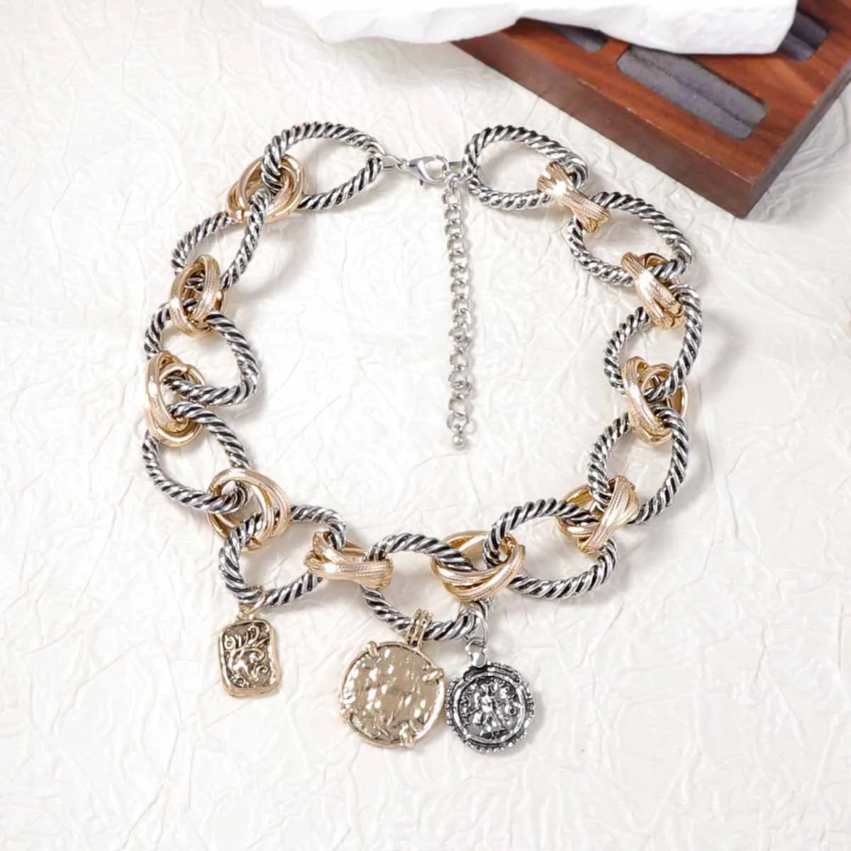 ZAAA – chaînes métalliques Vintage, pendentif pièce ronde, colliers ...