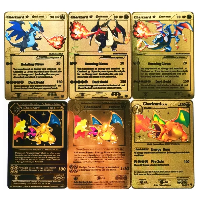 37set All Charizard Pokemon GX MEGA Gold Metal Card Super Game ...