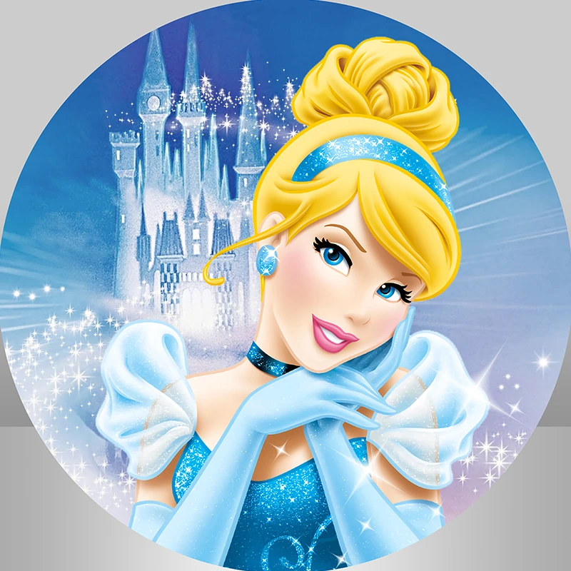 Fondo redondo de princesa Cenicienta para niño, decoración azul para ...