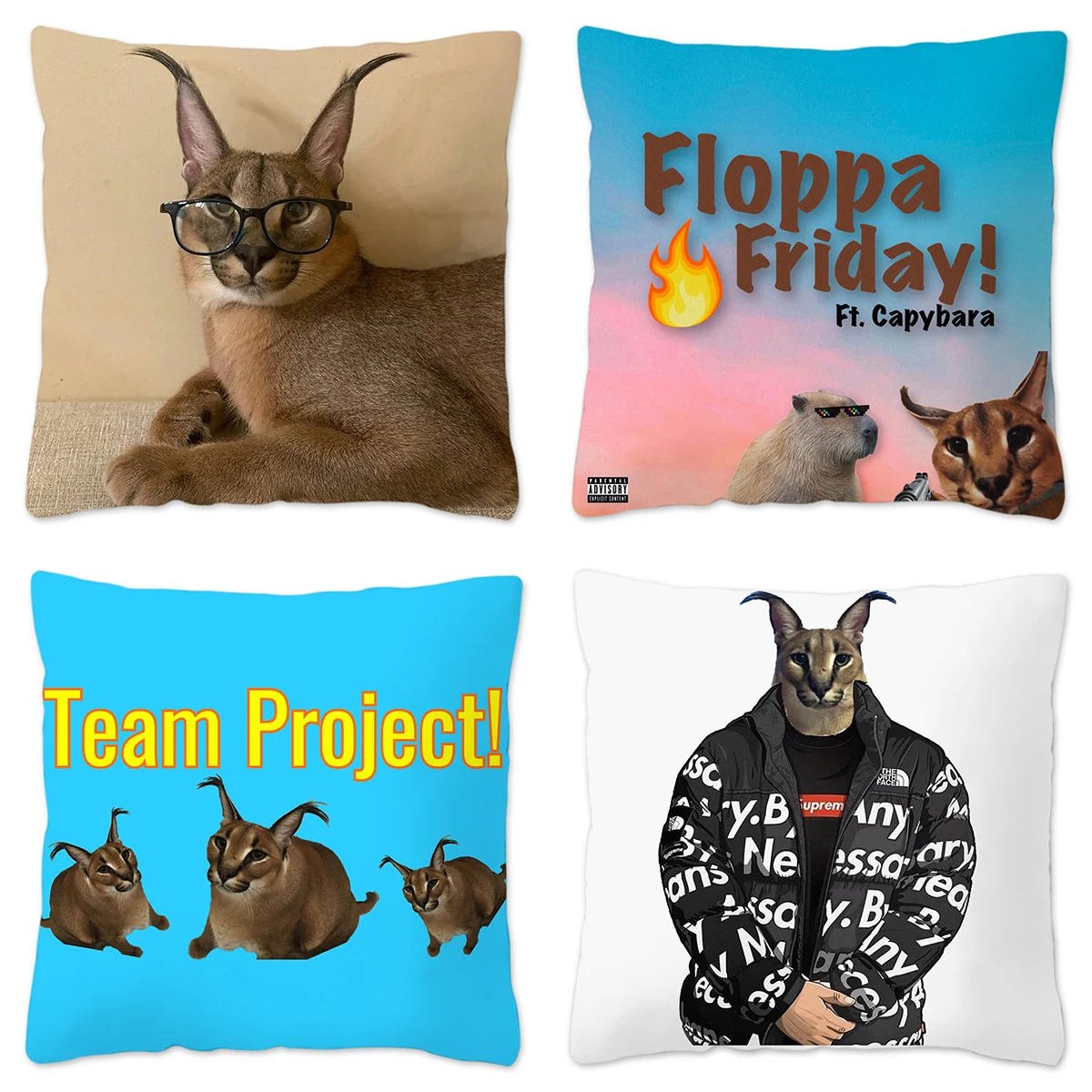 Floppa-Juste de coussin mème 40x40,décoration de maison,drôle,chat ...