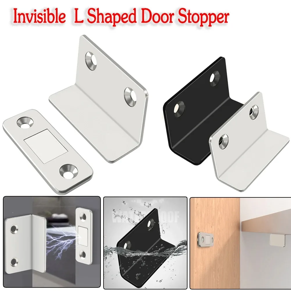 Strong Magnetic Door Closer Cabinet Catches Latch Punch Free L Shaped ...