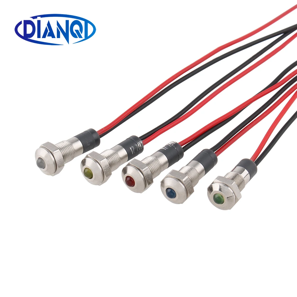 6mm-LED-Metal-Indicator-light-waterproof-Signal-lamp-with-wire-red ...