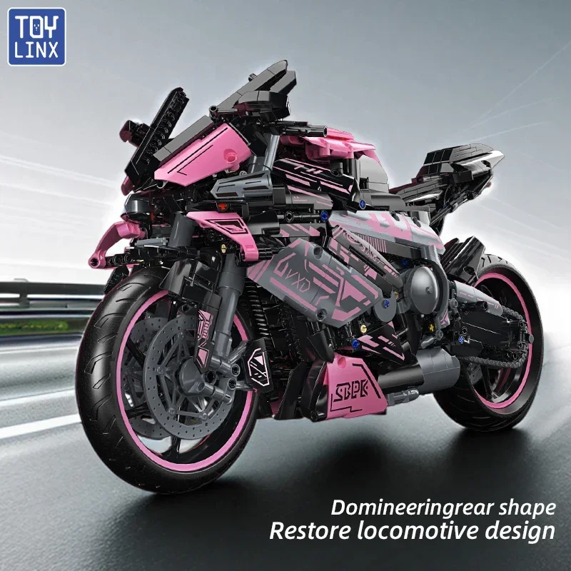 1:5 Pink M1000Rr Cyberpunk German Motorcycle Building Blocks Mechanical ...