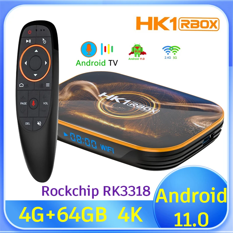 Hk1 rbox r1 rockchip rk3318 smart tv box android 11 4g 64g 32g tvbox ...