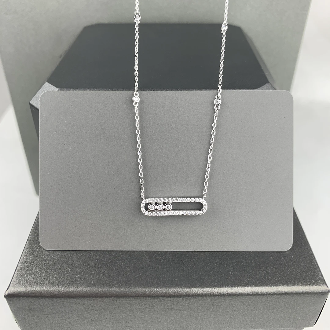 Collier Classique En Argent Sterling Avec Trois Diamants Coulissants, Petite Marque De Bijoux De ...