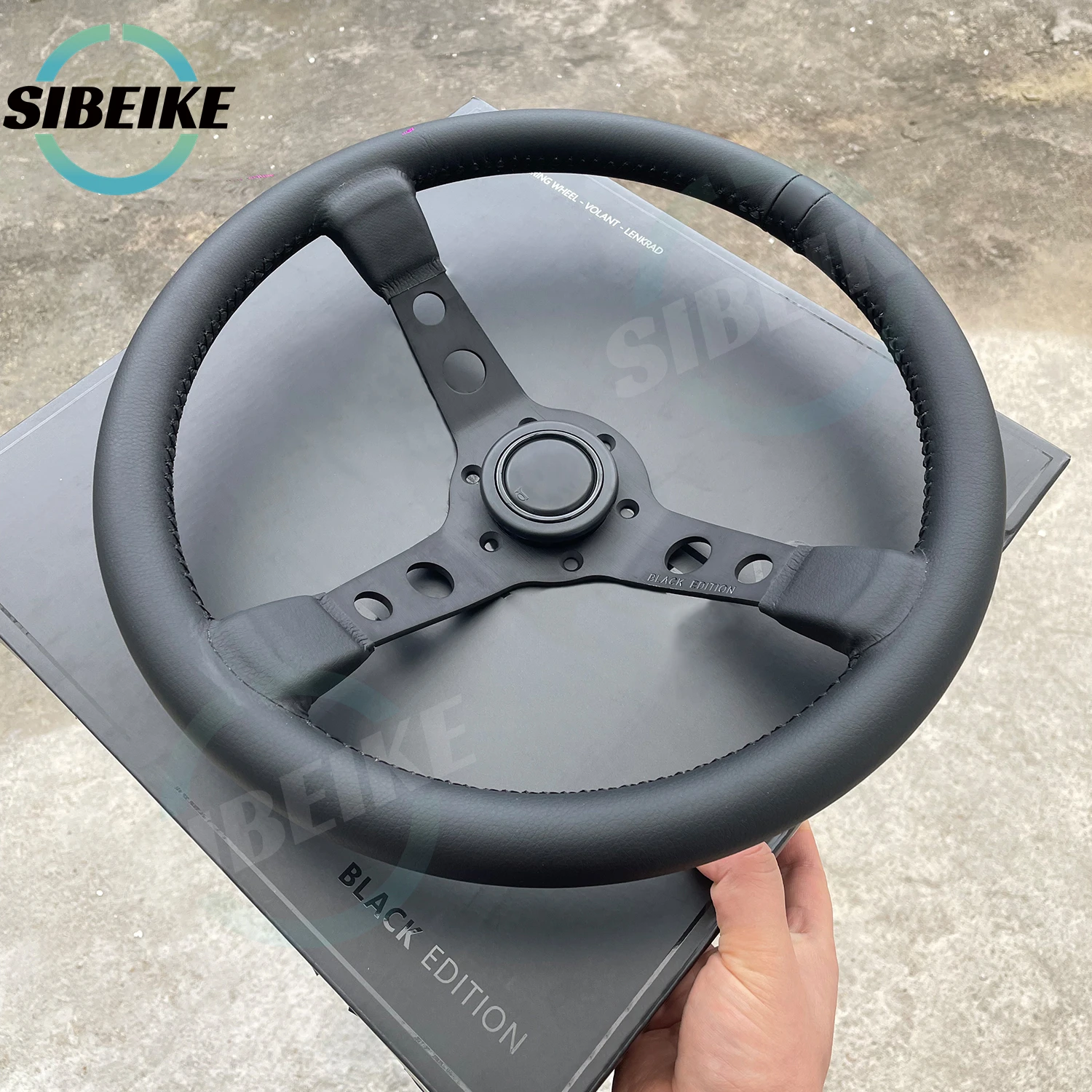 JDM-14inch-Black-Edition-Leather-Steering-Wheel-Universal-Racing ...