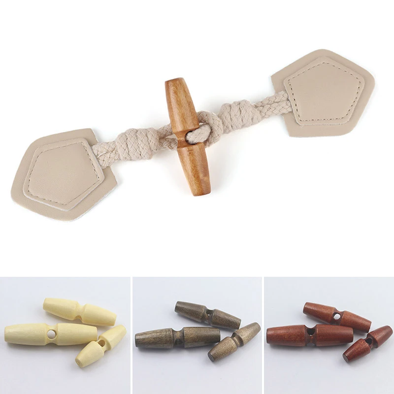 10pcs Natural Wood Toggle Olive Buttons Sewing Craft Imitation Tooth 1 ...