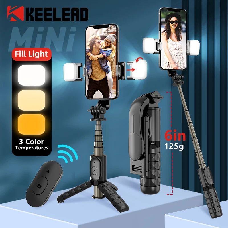 Double Fill Light Selfie Stick Tripod With Wireless Remote, Mini ...