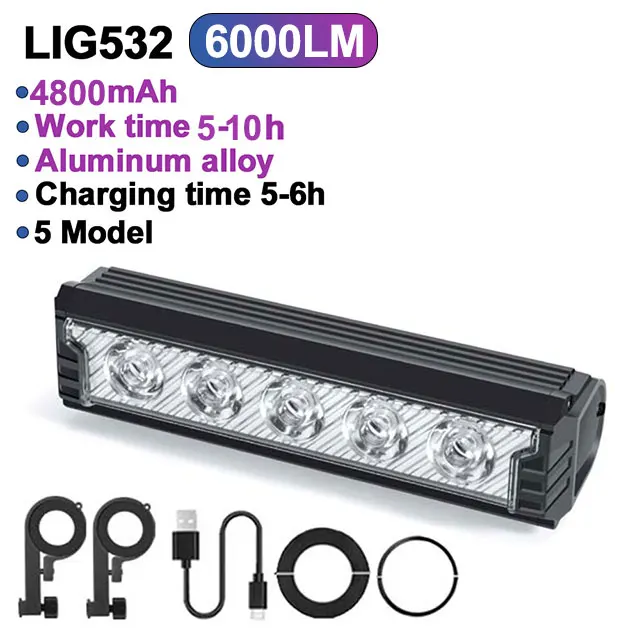 自転車ライトフロント 8000 ルーメン自転車ライト 5000mAh 防水懐中