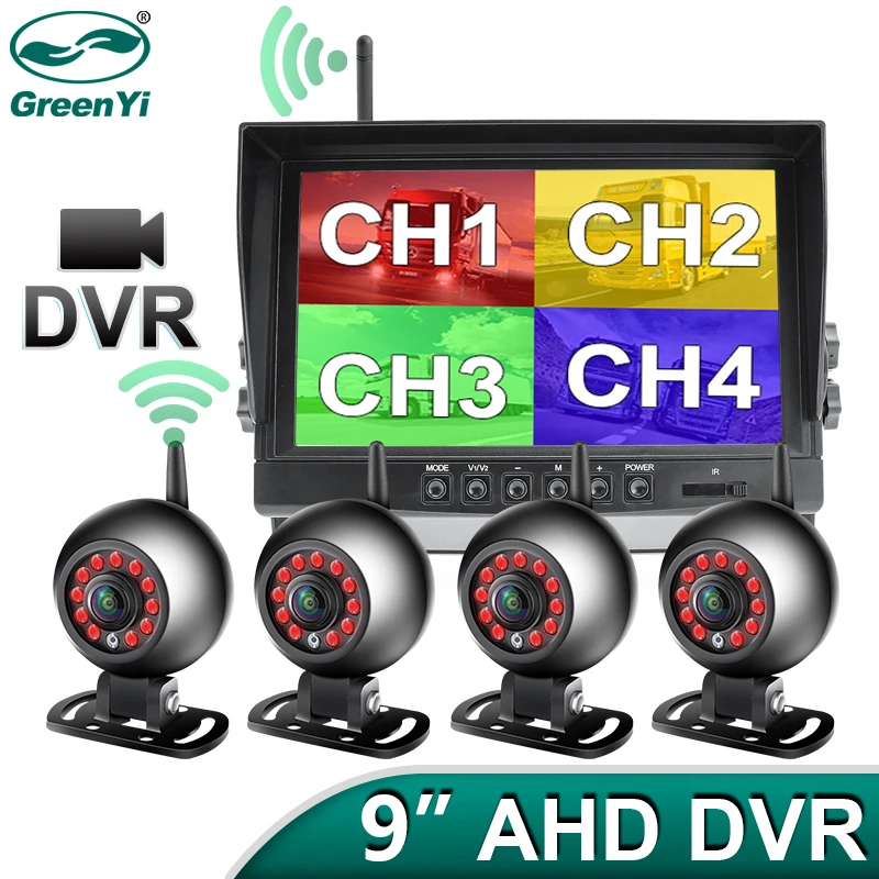 GreenYi-9-AHD720P-Wireless-Truck-DVR-Monitor-IR-Night-Vision-Round ...