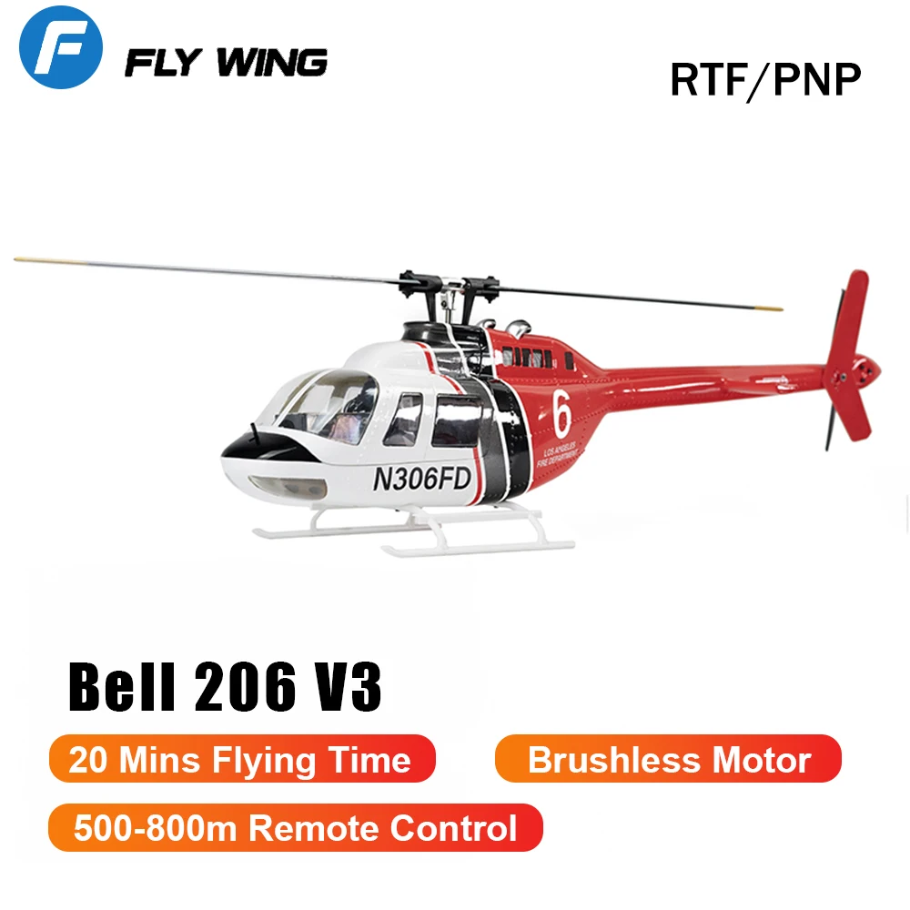 FLY-WING-Bell-206-V3-RC-Helicopter-RTF-PNP-6-Channel-1-16-Brushless ...