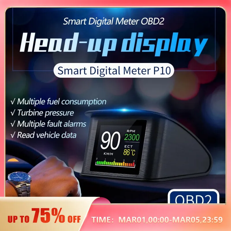 Universal P10 Head Up Display HUD Speedometer OBD Smart Digital ...