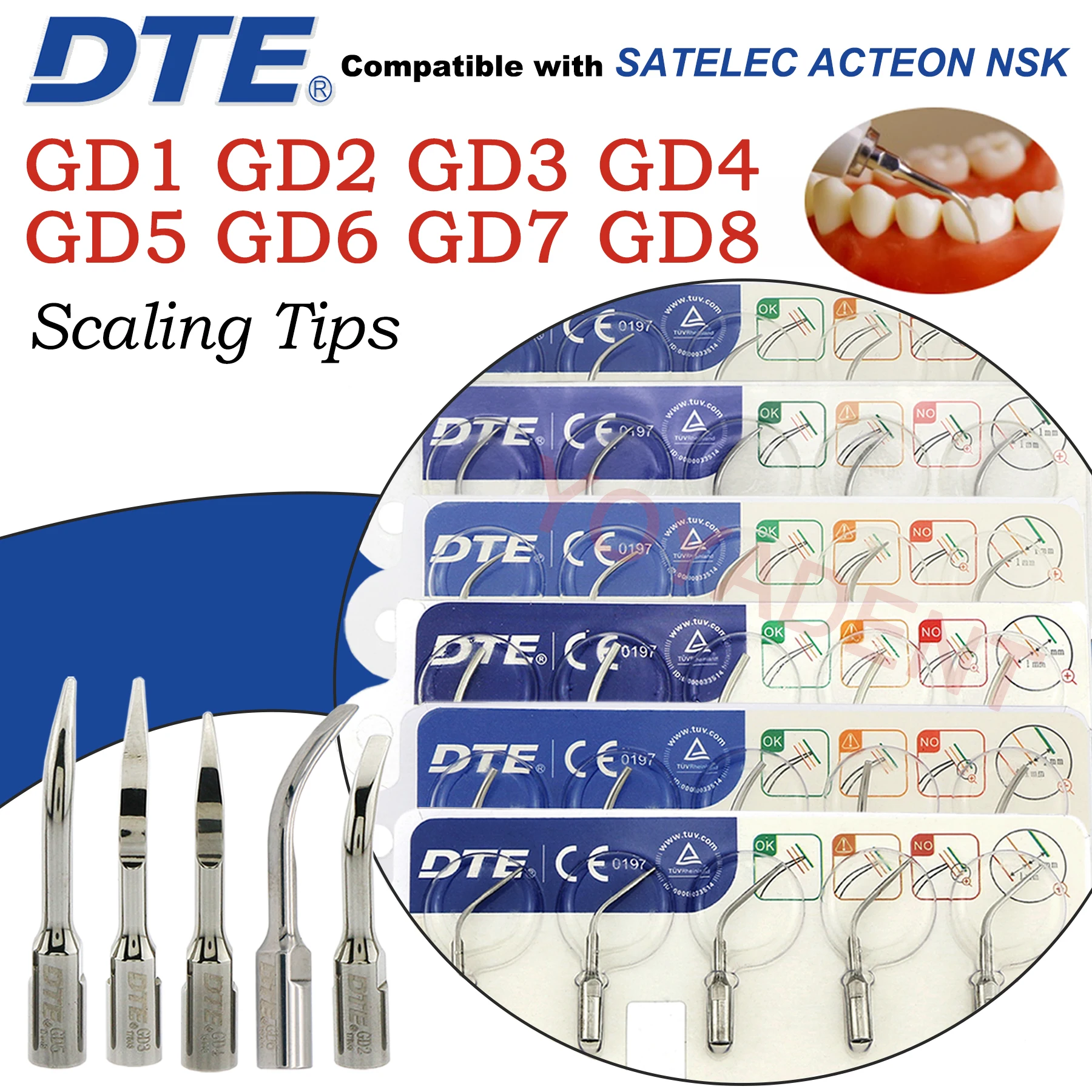 Woodpecker DTE Tips Dental Ultrasonic Scaling Tip Fit SATELEC ACTEON ...