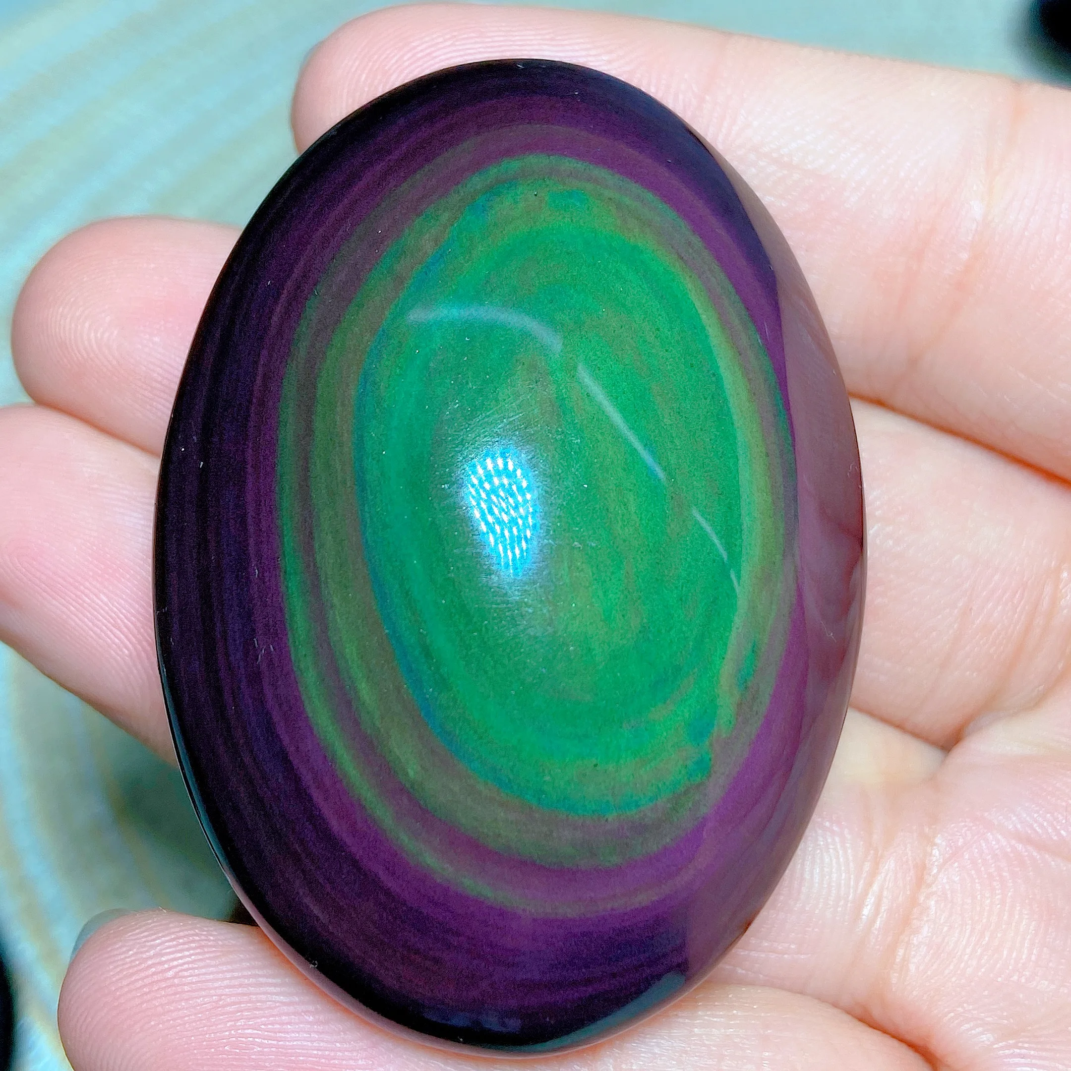 Healing High Quality Natural Crystal Rainbow Obsidian Palm Gemstones ...