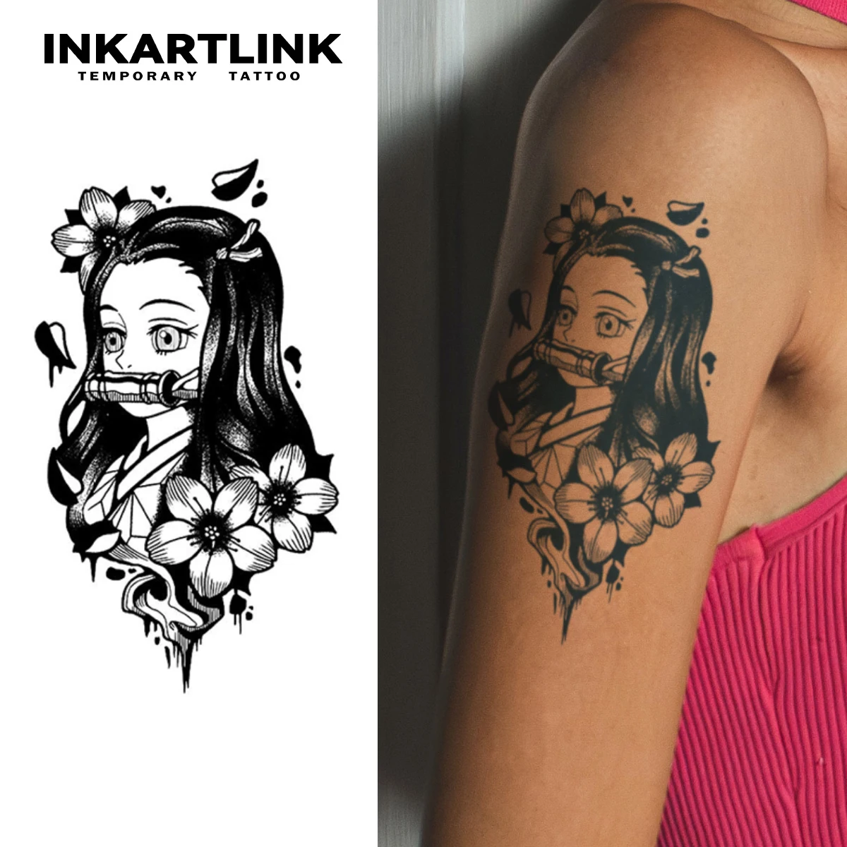 Nezuko tattoo stencil - Bronctattooaus.com