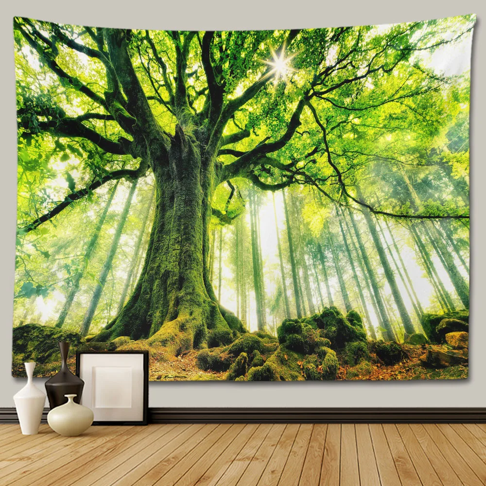 Landscap-Tree-Forest-Tapestry-Wall-Hanging-Room-Hoom-Decor-Hippie-Boho ...