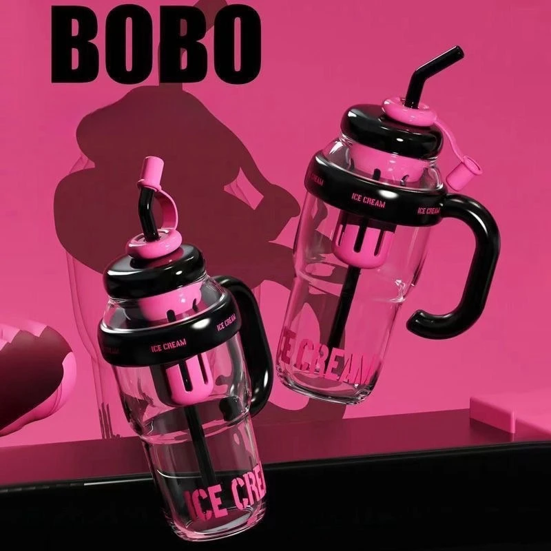 1-2L-Large-Capacity-Plastic-Water-Bottle-with-Straw-Cute-Portable ...