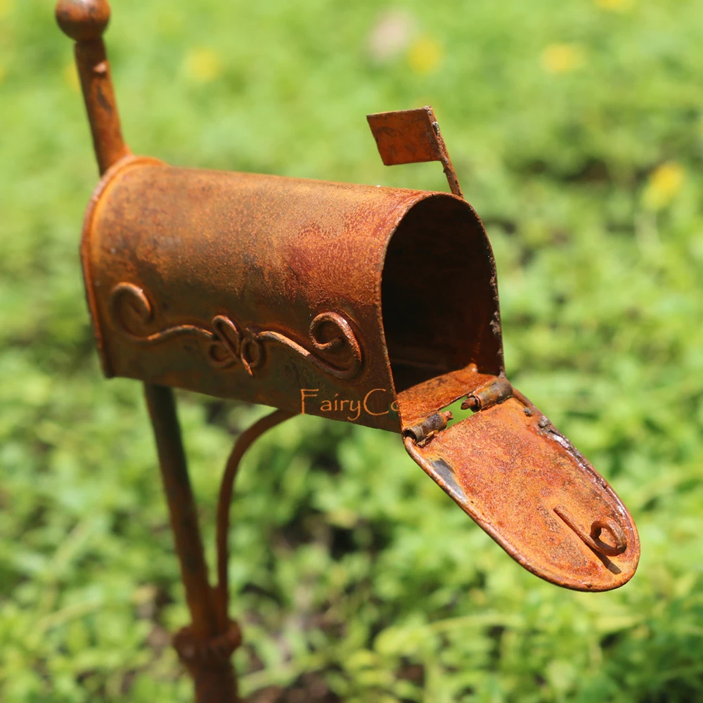 Miniatura-Fairy-Garden-Rustic-Mail-Box-Postbox-Mailbox-Rusty-Metal-Mini ...