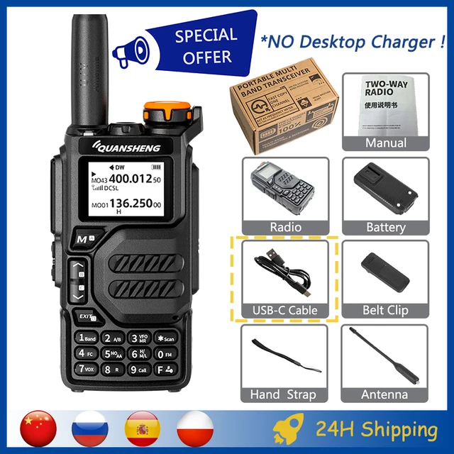 Quansheng UV-K5 5W Walkie Talkie Two Way Radio TYPE-C Direct Charge 50-600MHz Multi-band AM/FM ...
