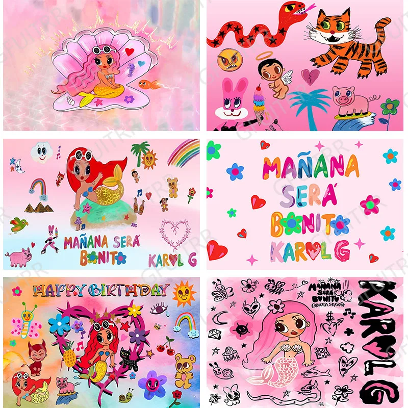 Mañana Será Bonito Backdrop Girls Birthday Party Pink Banner Baby ...