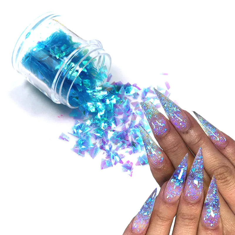 Holographic Glass Glitter Powder Nail Art Glittering Shards Irregular ...