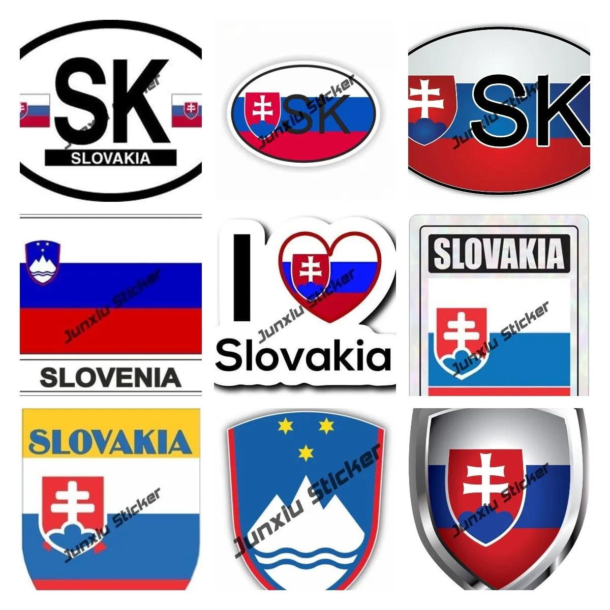 Slovakia Flag Decal Coat of Arms Car Sticker Accessories New Version ...