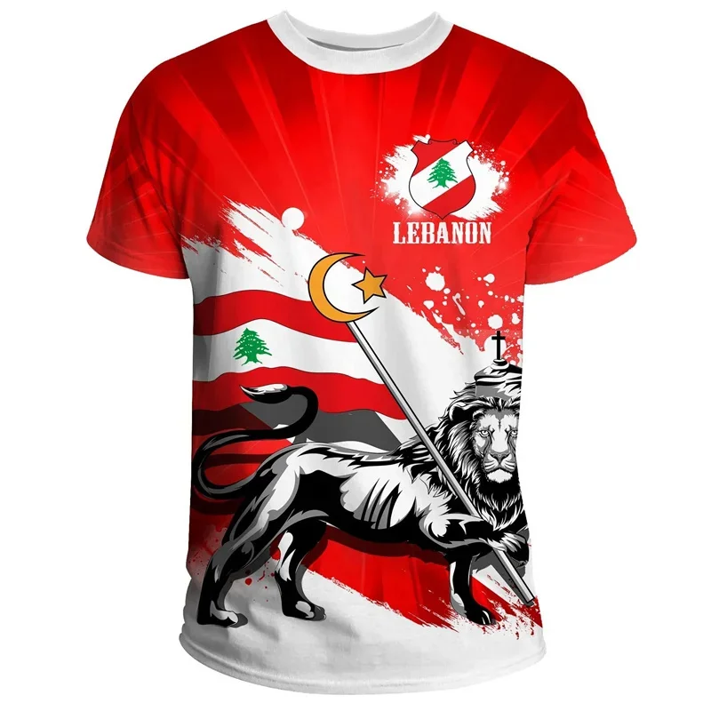 3D Print Lebanon Flag T Shirt For Men Women National Emblem Pattern T-Shirts Casual Fashion ...