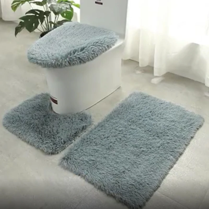 Bathroom-Toilet-Soft-Non-Slip-Mat-Set-3Pcs-set-Bath-Mat-Toilet-Lid ...