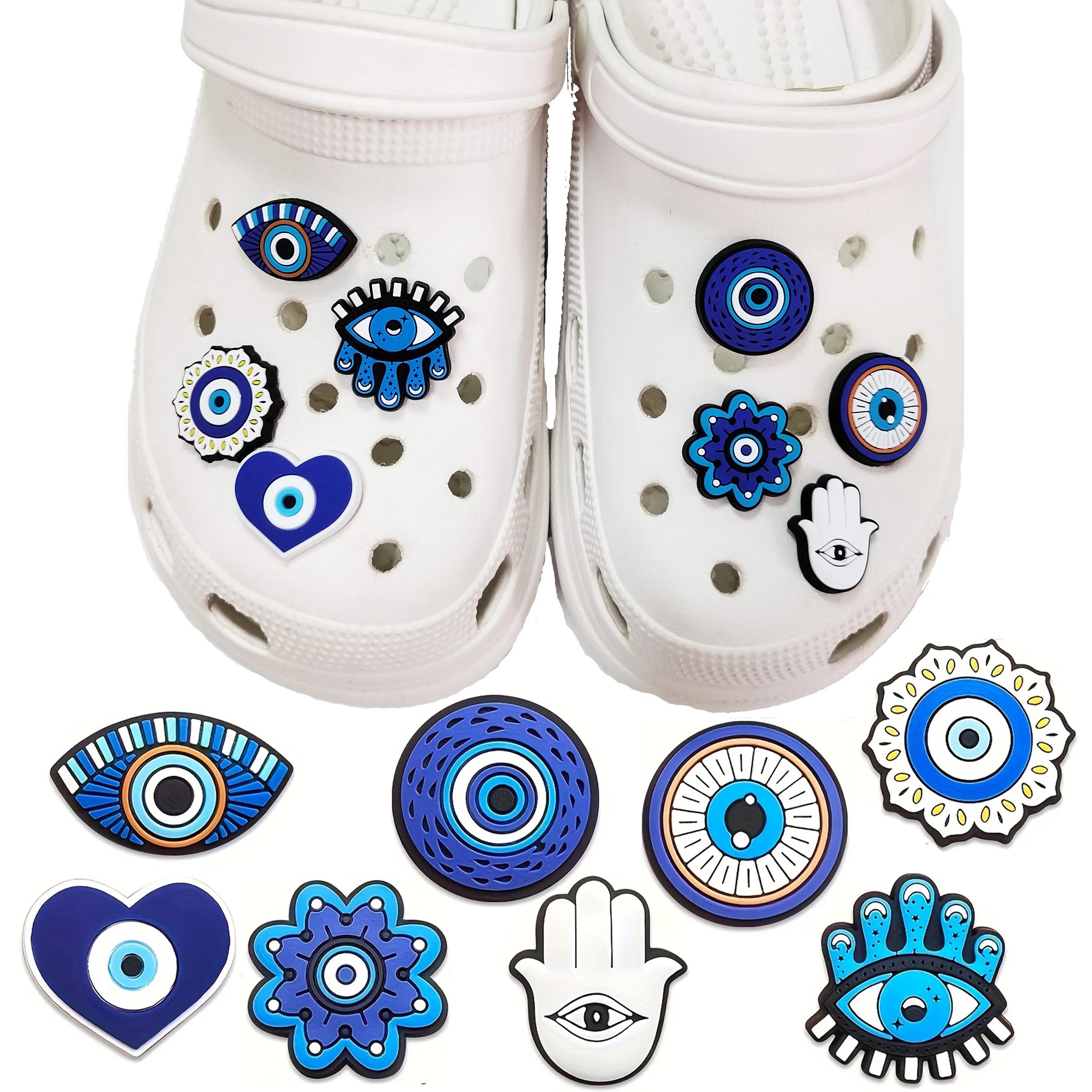 8 Pieces Cartoon Evil Eye Theme Accessories Set for Shoes, Bags ...
