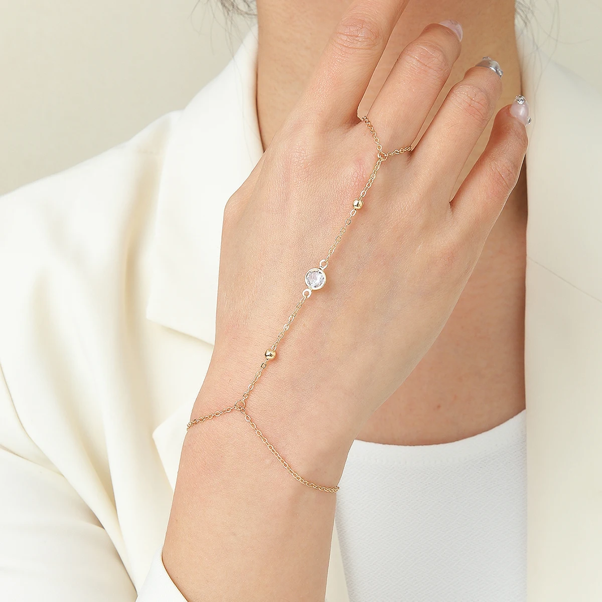 Minimalist-Vintage-Wrist-Bracelet-for-Women-Finger-Ring-Chains-Lady ...