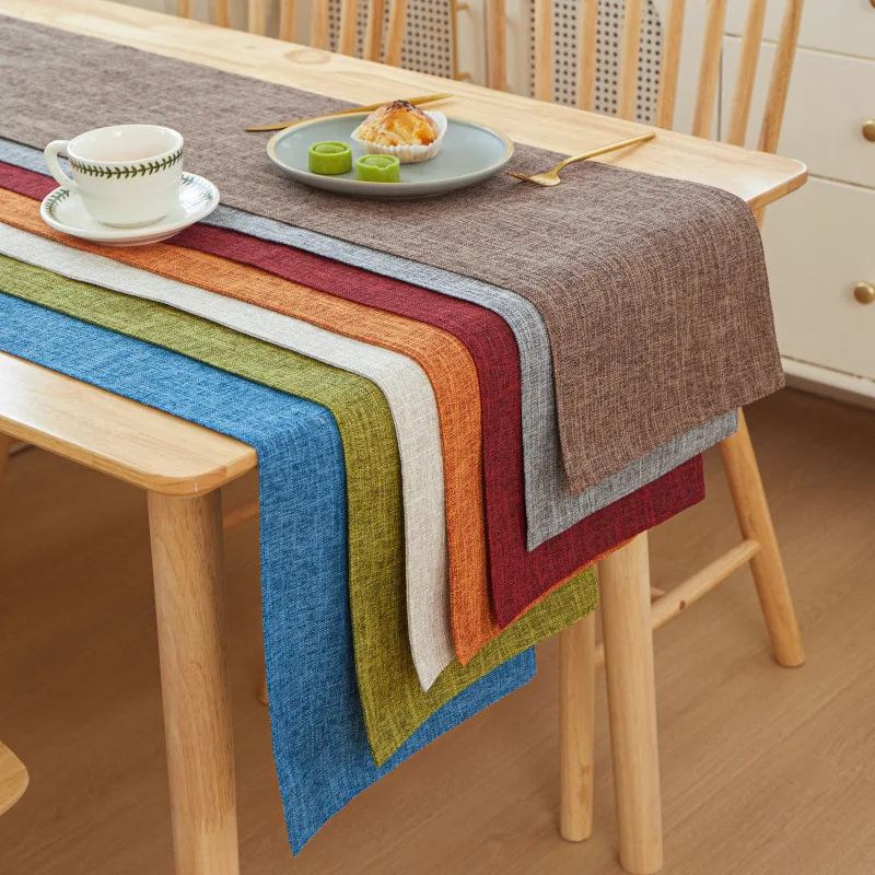 New Thick Linen Solid Color Light Luxury Boxer Table Runner Home Decor ...