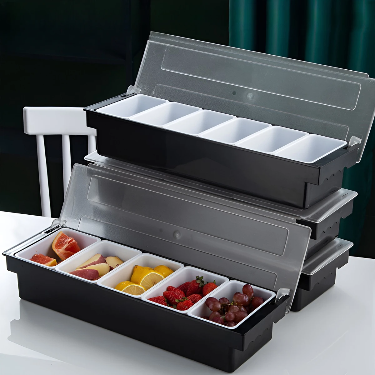 Plastic-Seasoning-Box-with-Cover-4-5-6-Compartment-Trays-Detachable ...