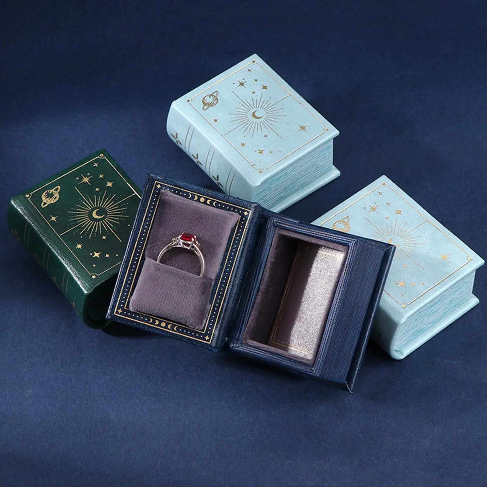 Ring Box Book Shape Jewelry Organizer Ring Box Wedding Magnetic Closure ...