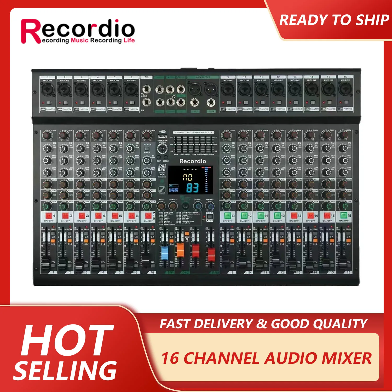 GAX-GS16-Professional-16-Channel-99DSP-Mixer-7-Band-Stereo-Equalizer-48V-Audio-Project-Mixer ...