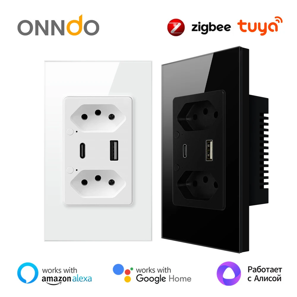 ONNDO Tuya ZigBee Smart Brazilian Wall Socket 16A USB Type C Port ...