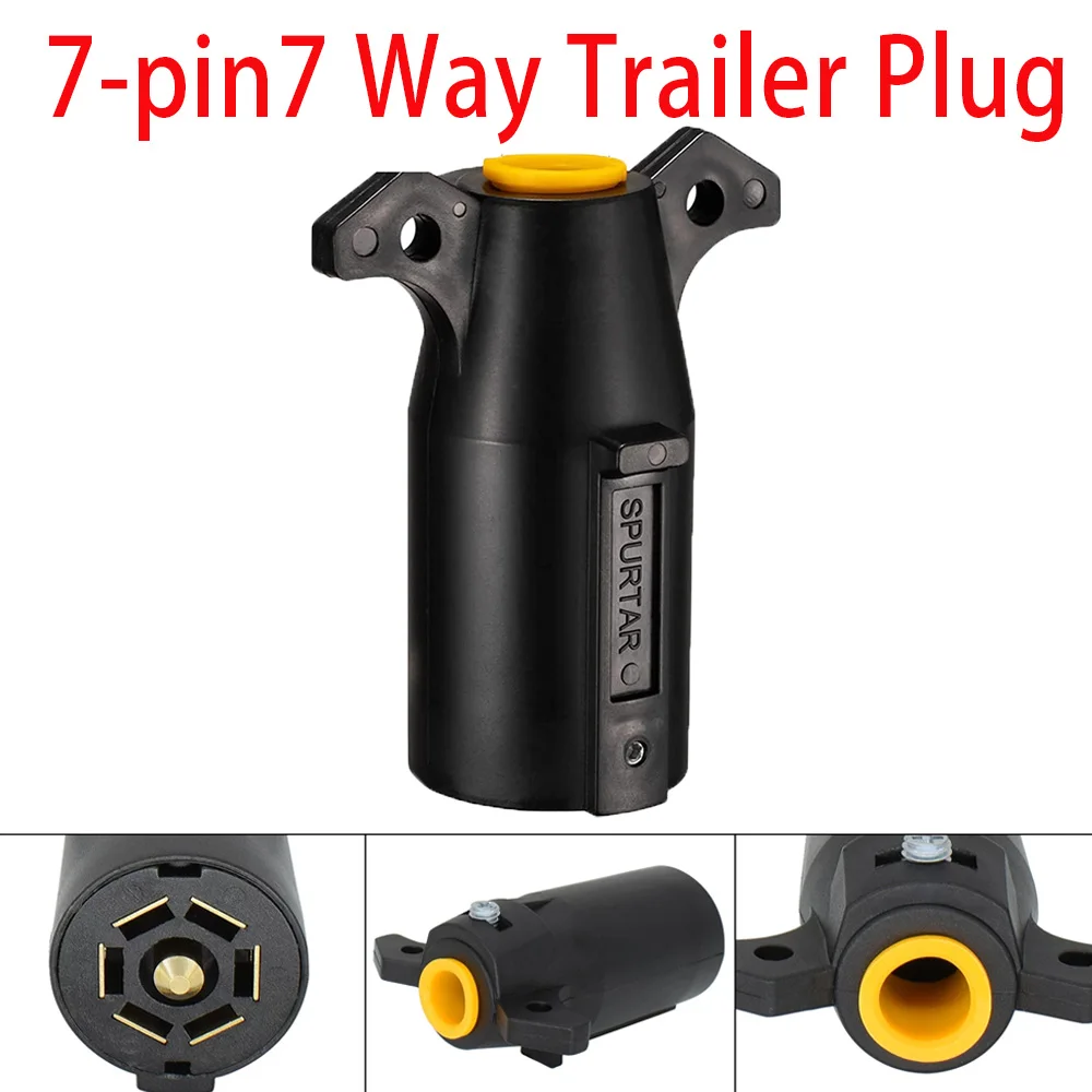 12v 7 Pin Plug Adapter American 7-pin 7 Way Trailer Towing Blade Round ...