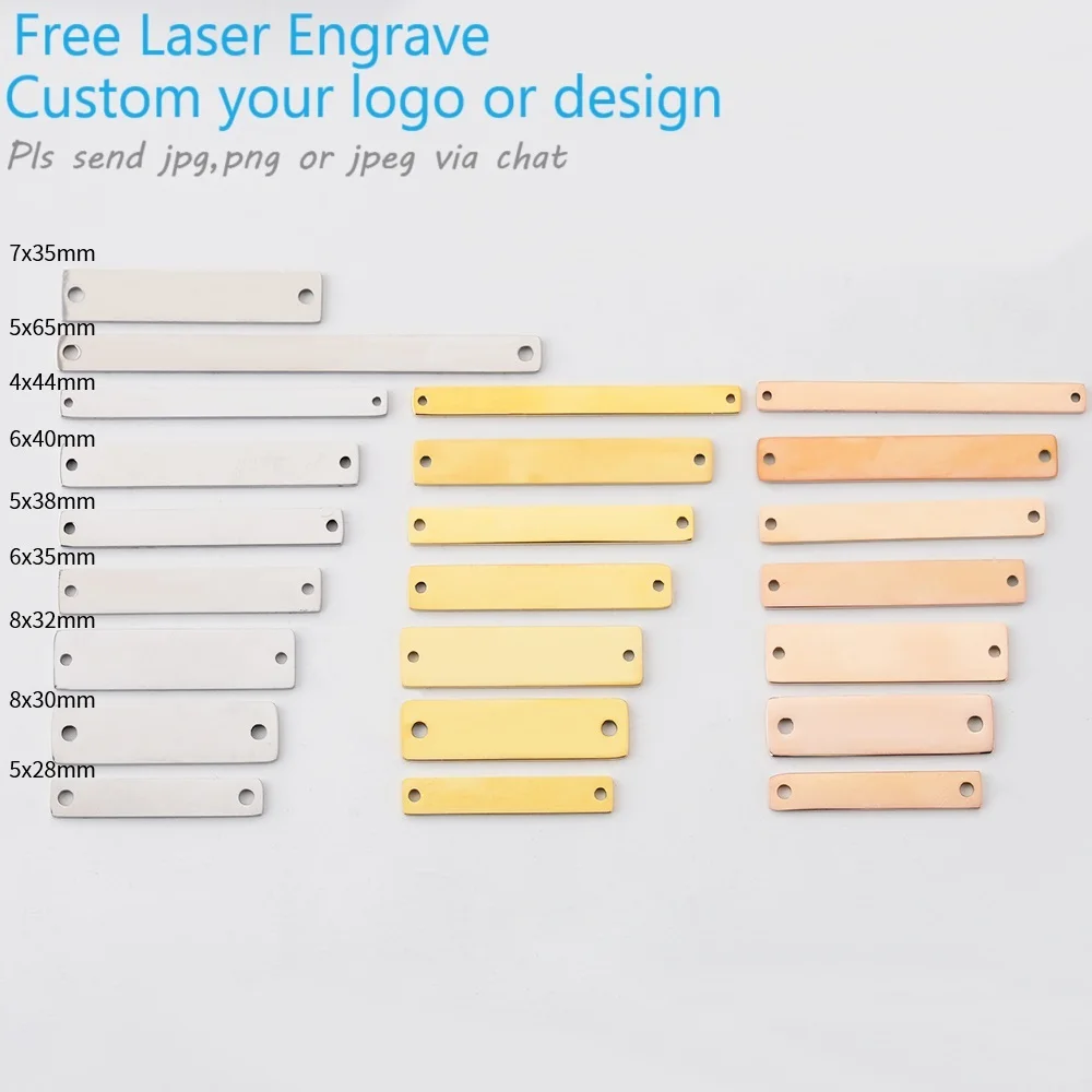 30pcs-Custom-Logo-Connectors-Stainless-Steel-Rectangle-Pendants-Handbag ...