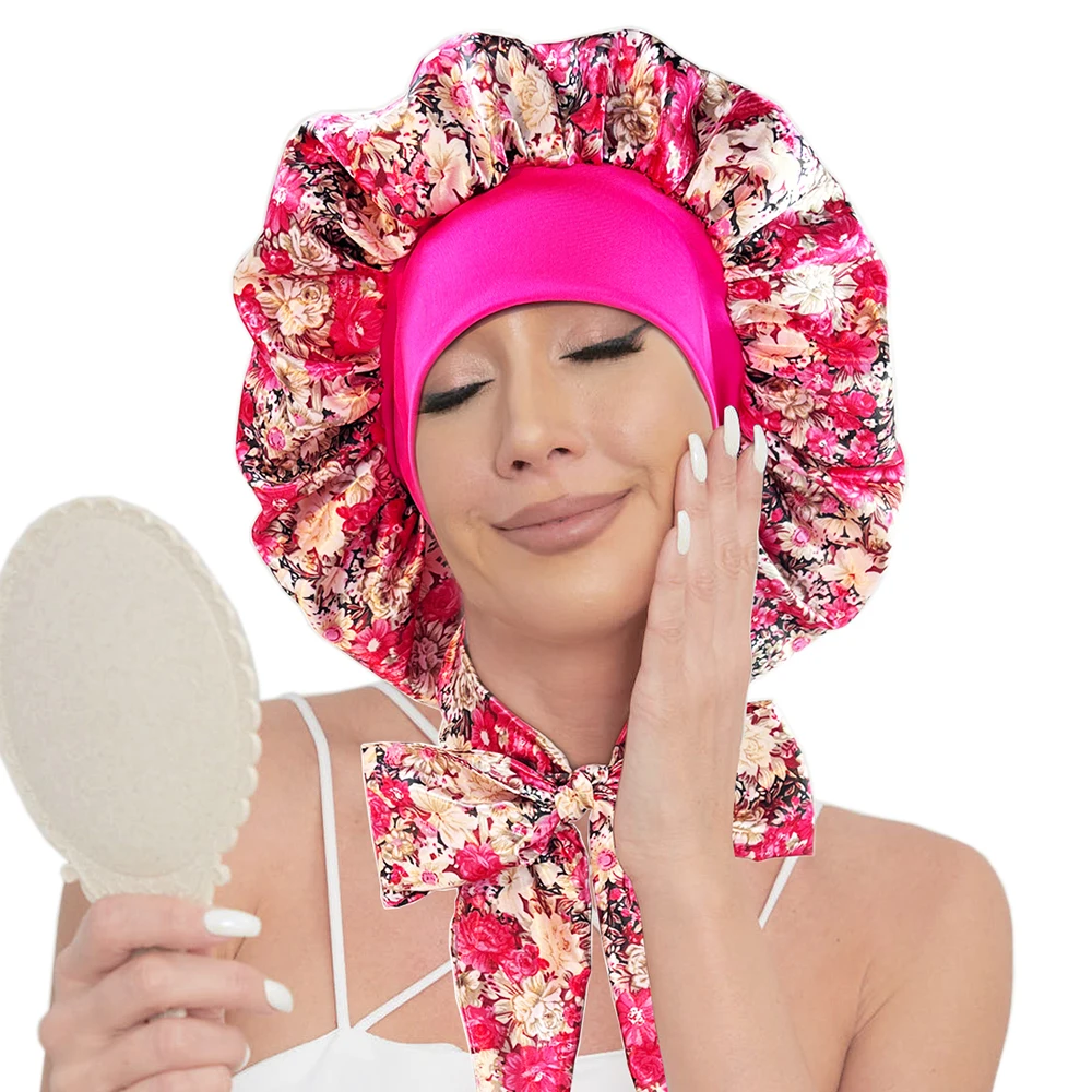 Luxury-Women-Satin-Bonnet-Cap-Double-Layer-Silky-Big-Bonnet-for-Lady ...