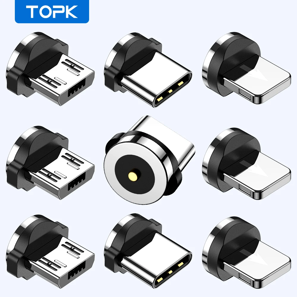 TOPK 5-Pack Magnetic Plug Connector Universal Round Magnetic Cable Type ...