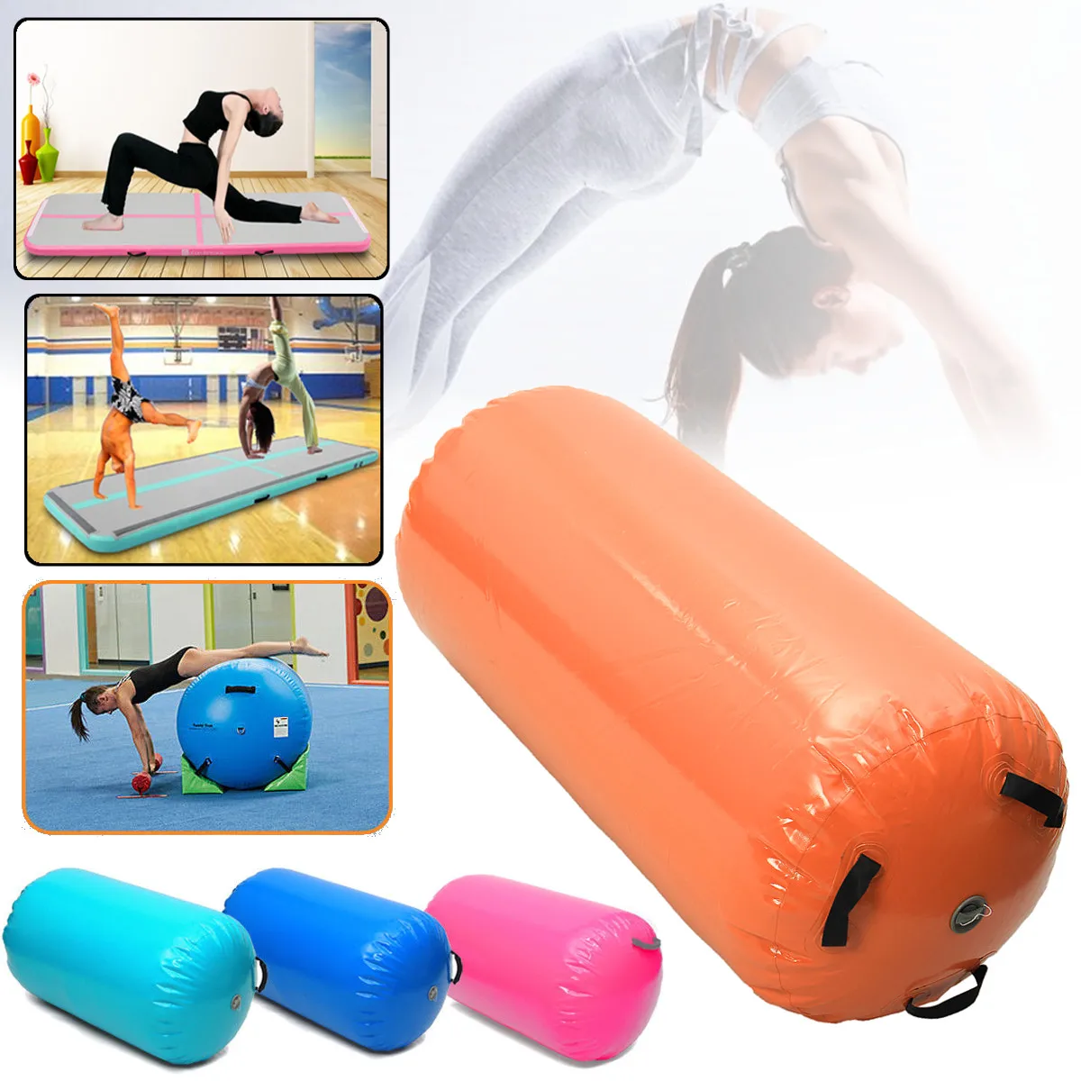 Free-Shipping-100x60cm-Inflatable-Air-Roller-Gymnastic-Air-Barrel-for ...