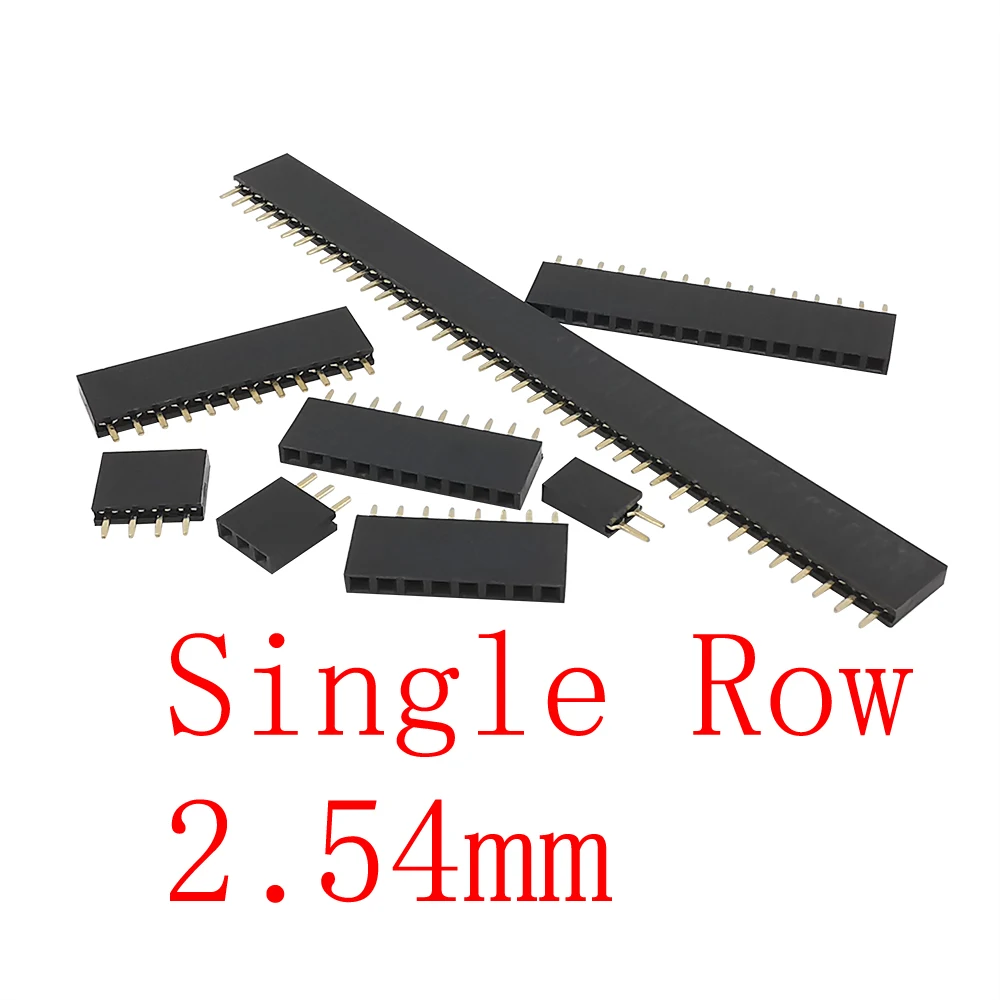 10-20Pcs-2P-40-Pin-Pitch-2-54-mm-Straight-Single-Row-Female-Socket-PCB ...