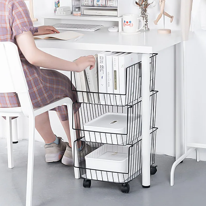 Bedside-storage-rack-floor-standing-movable-trolley-desk-under-table ...
