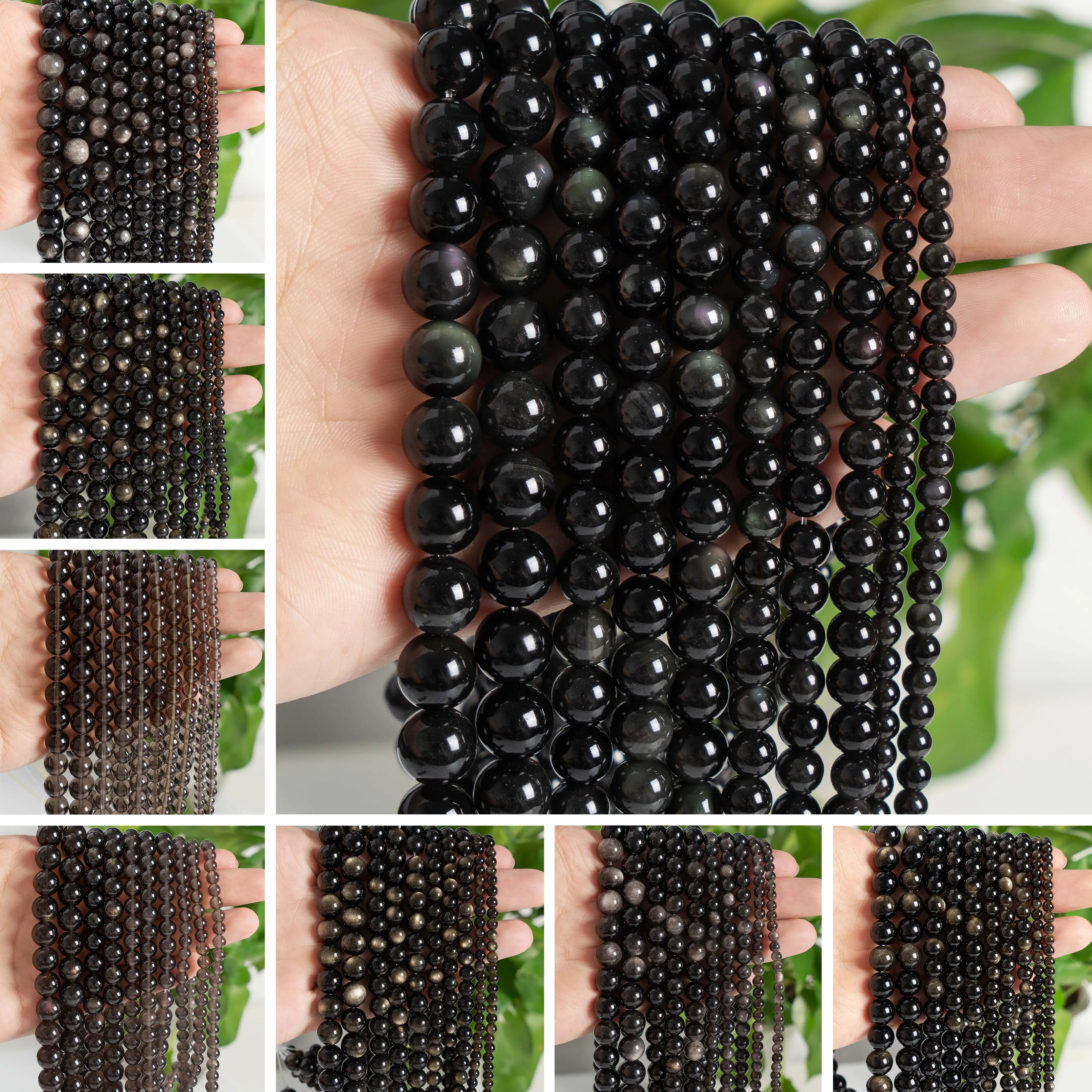 Golden-Silver-cat-eye-Obsidian-Transparent-Beads-Grade-AAA-Natural ...