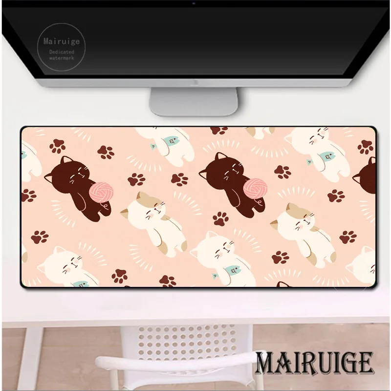 Cute Cartoon Cat Mouse Pad 900x400mm Kawaii Keyboard Mouse Pad for ...